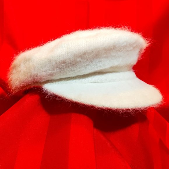 Q | Accessories | Nwt Q Headwear Angora Winter White Newsboy Cap 57cm ...